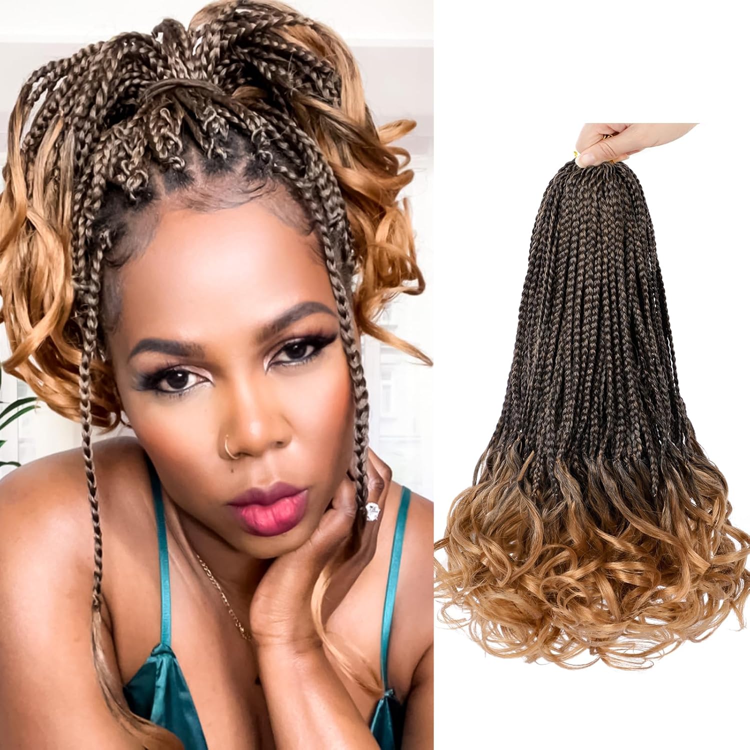 Amazon.com : French Curl Crochet Braids 12 Inch Goddess Box Braids ...