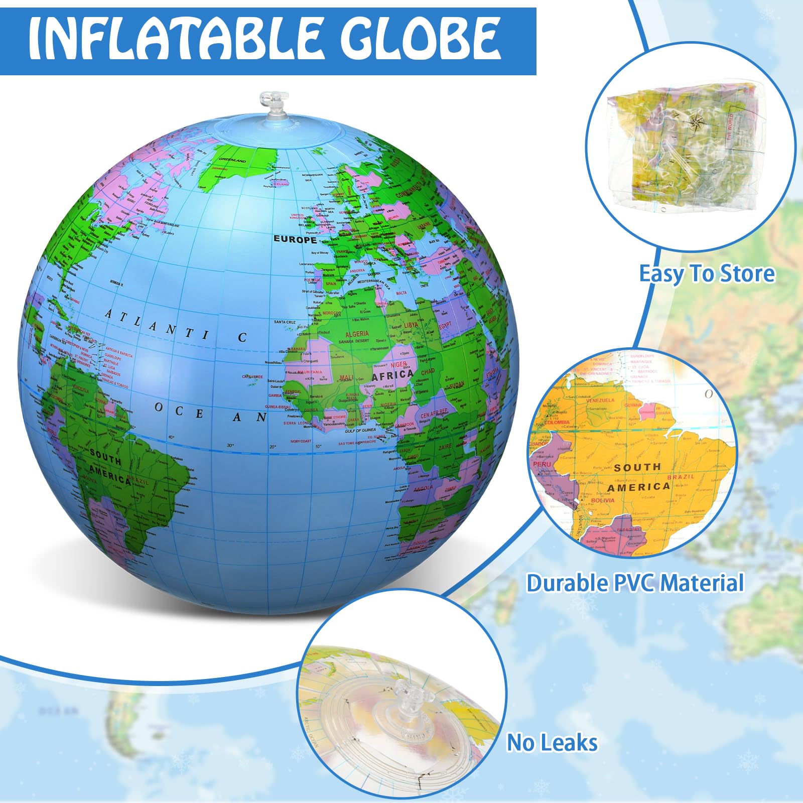 Snapklik.com : Pangda 2 Pack Inflatable Globe Blow Up World Globe Beach ...