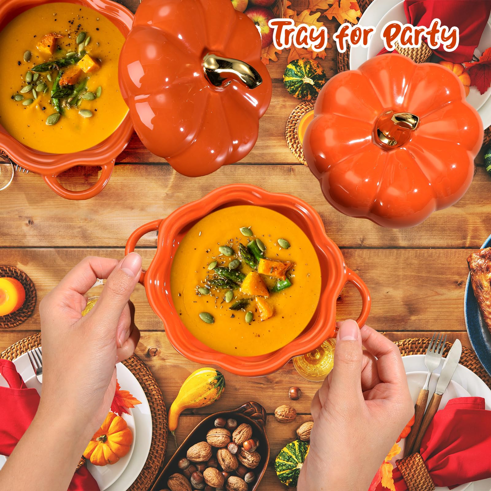 Yaomiao 6 Pcs Fall Pumpkin Ceramic Bowl 15 oz Pumpkin Soup Bowl Pumpkin ...