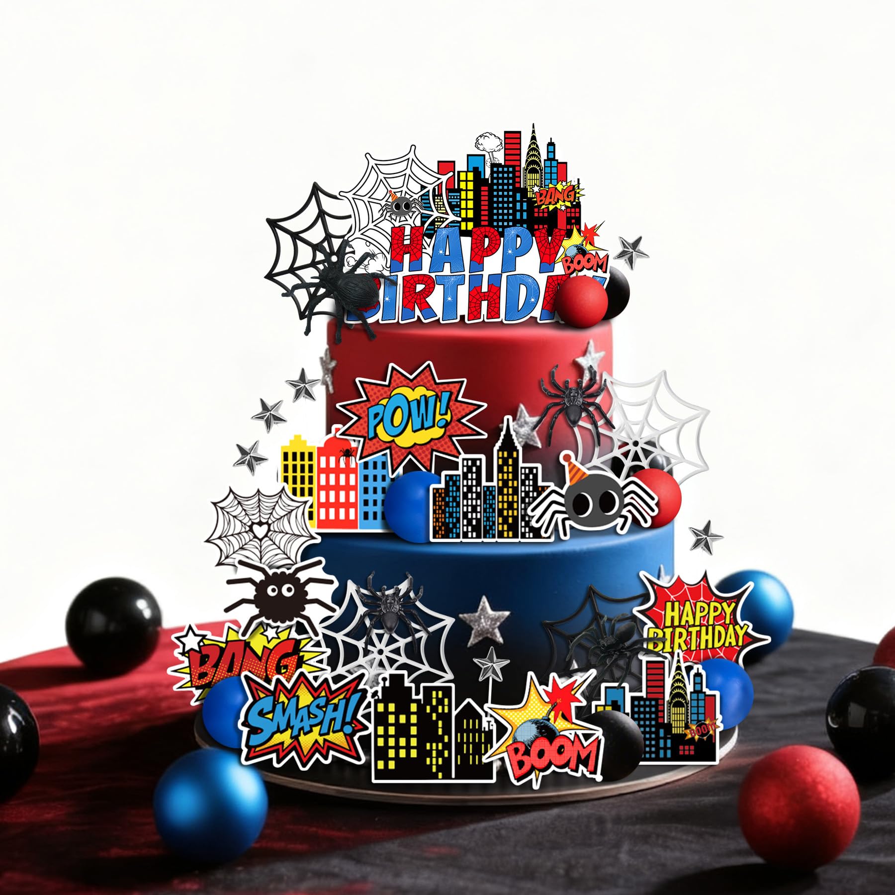 Snapklik.com : 41 PCS Superhero Cake Topper - Happy Birthday ...