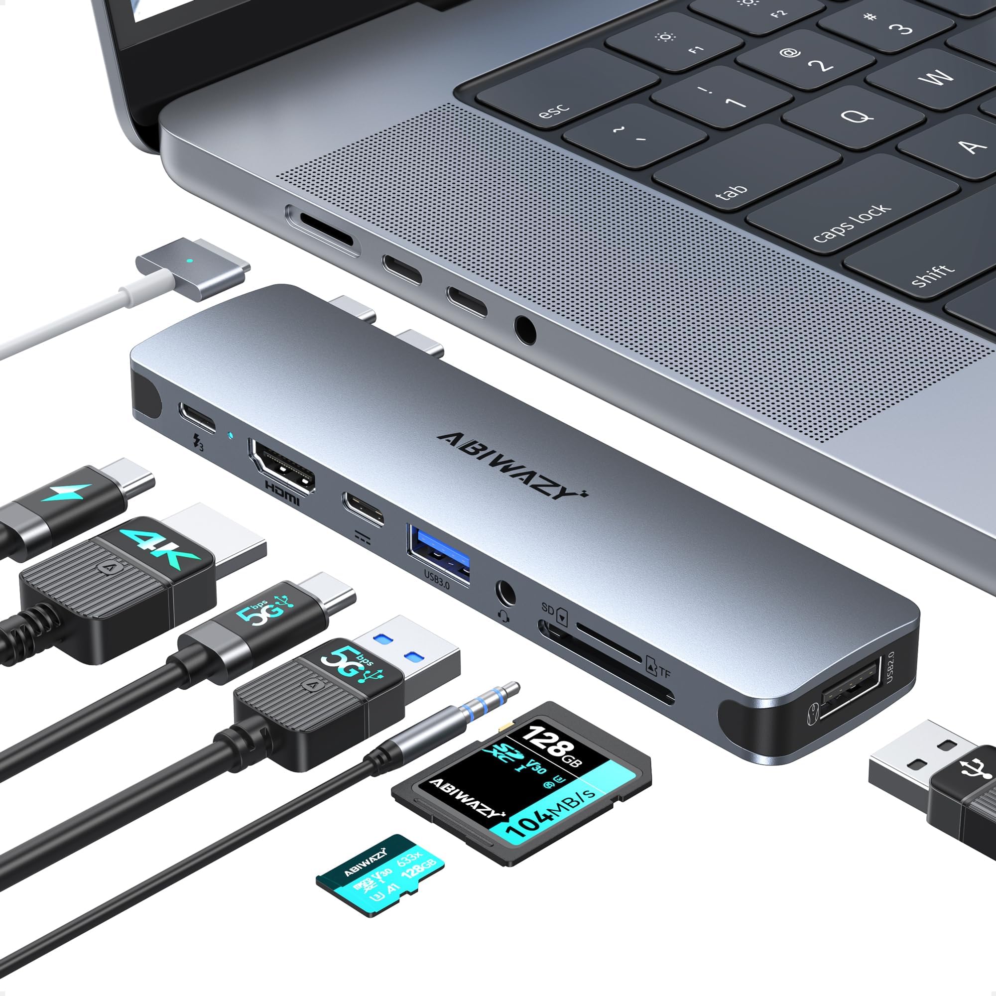 Amazon.com: USB C Adapter HDMI Hub for MacBook Pro/Air M1 M2 M3 2024 2023 13" 15" 16",Mac USB ...