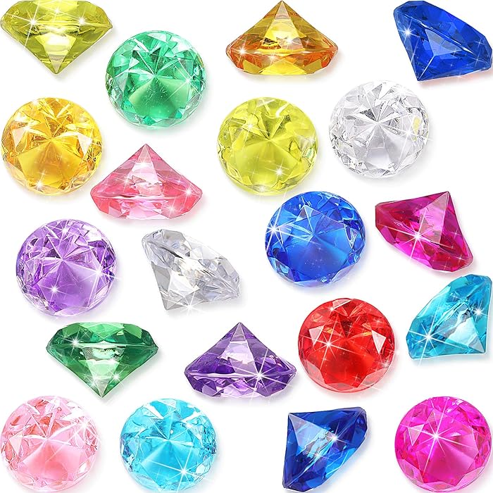 Buy 16 Pieces Diving Gems Pool Toys Large Acrylic Gems Big Diamond Gems ...