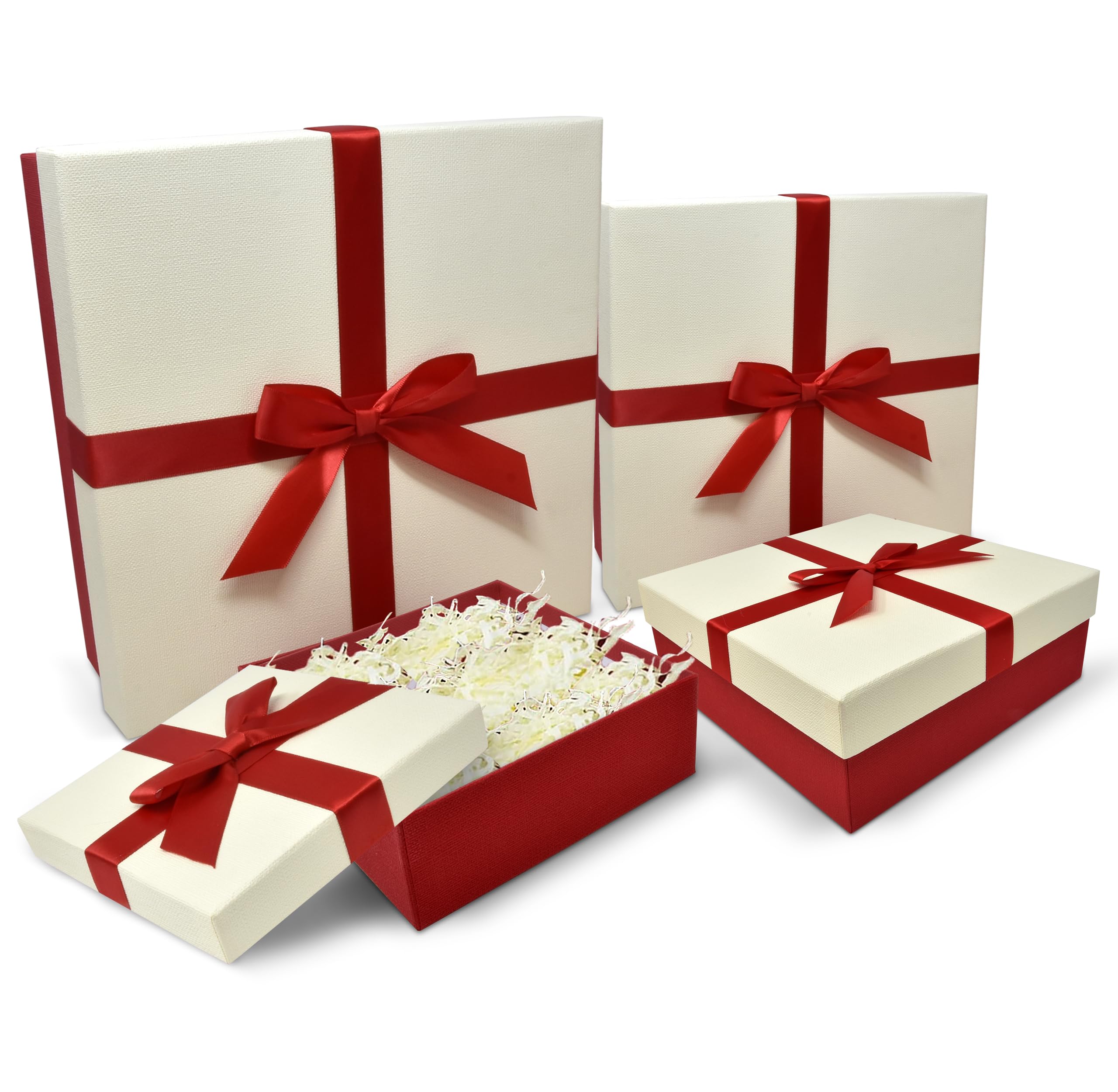Amazon.com: Christmas Nesting Gift Boxes Square 4 Pack Red and Off ...