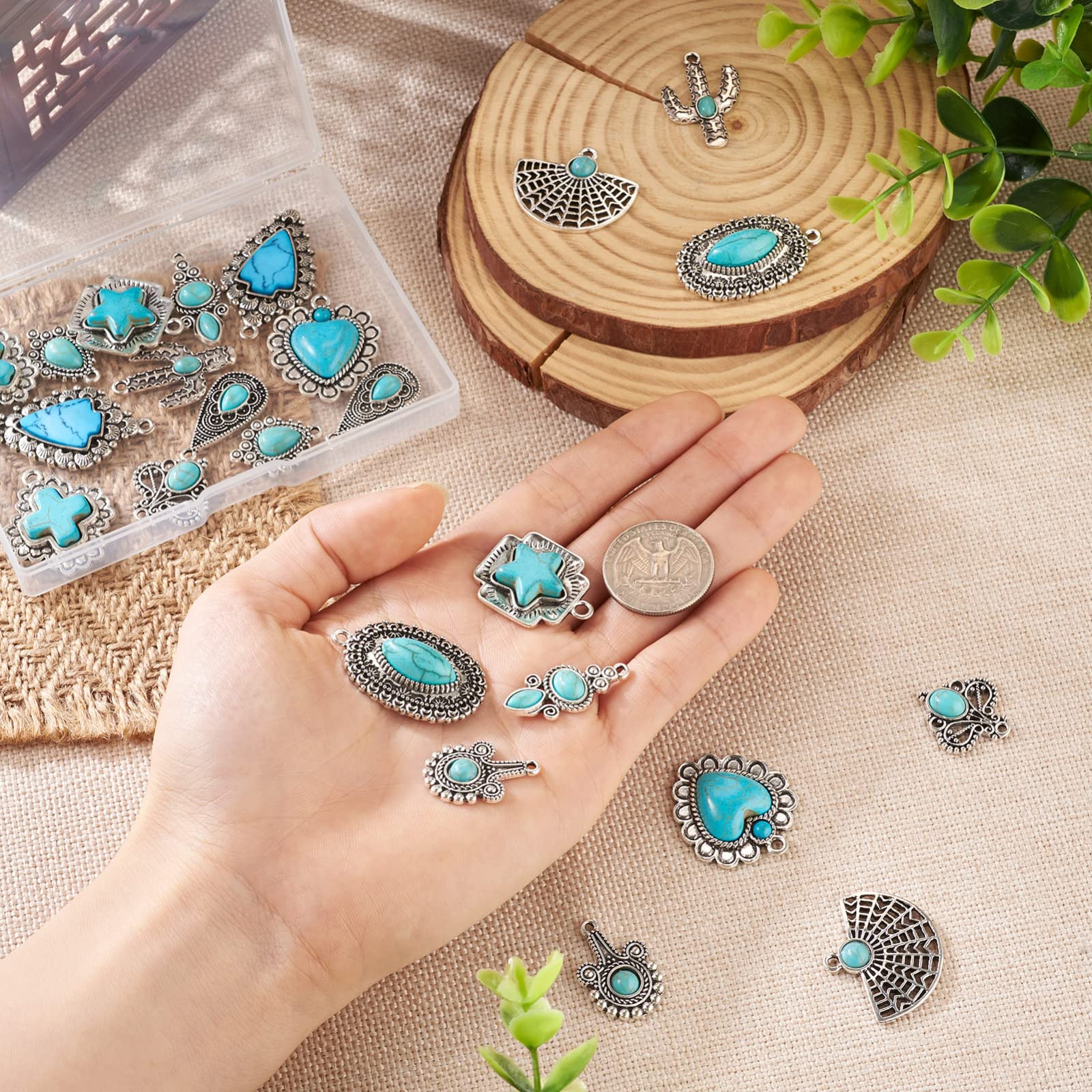 Diy Turquoise Jewelry DIY 10Pairs Turquoise Beads Earrings Kit,