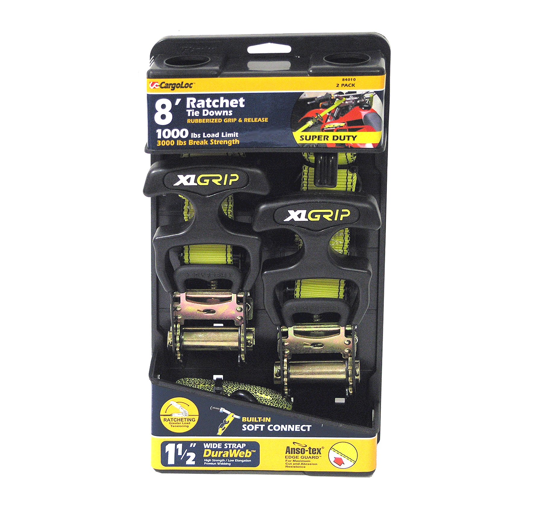 Snapklik.com : CargoLoc - 84006 XL Grip Ratchet Tie Downs 1-1/2" X 15 X 5