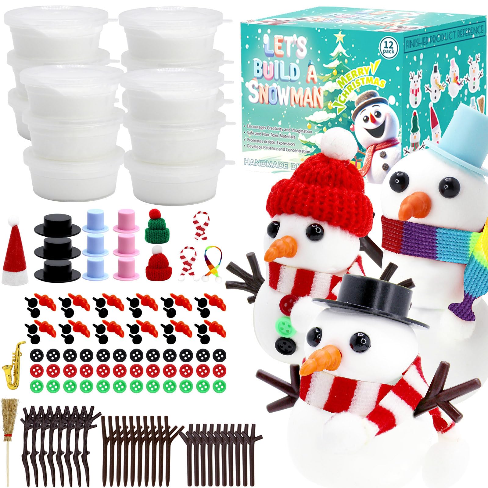 Amazon.com: 12 Pack Build a Snowman Kit Snowman Crafts, Christmas Craft ...