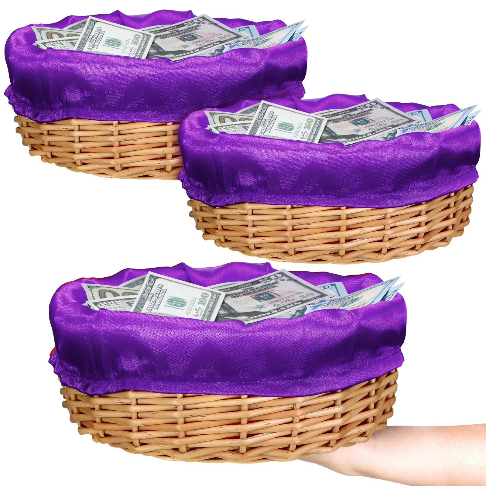Snapklik.com : Hushee 3 Pack 9.1 Inch Round Offering Baskets For Church ...
