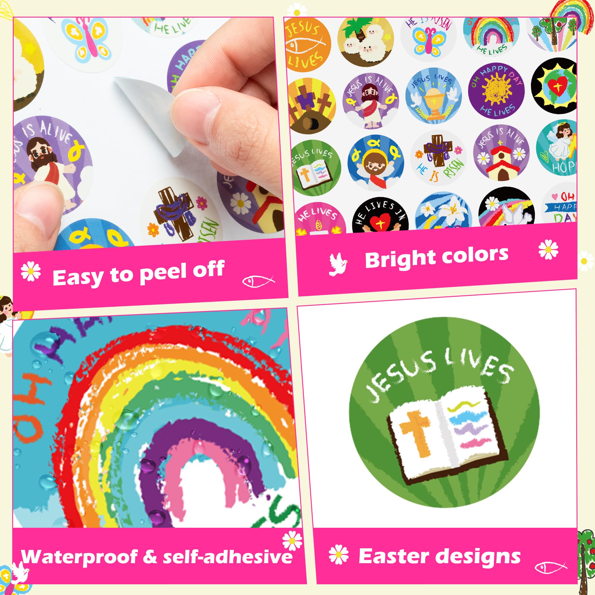 Snapklik.com : Easter Kids Stickers Sheets - 600pcs Easter Christian ...