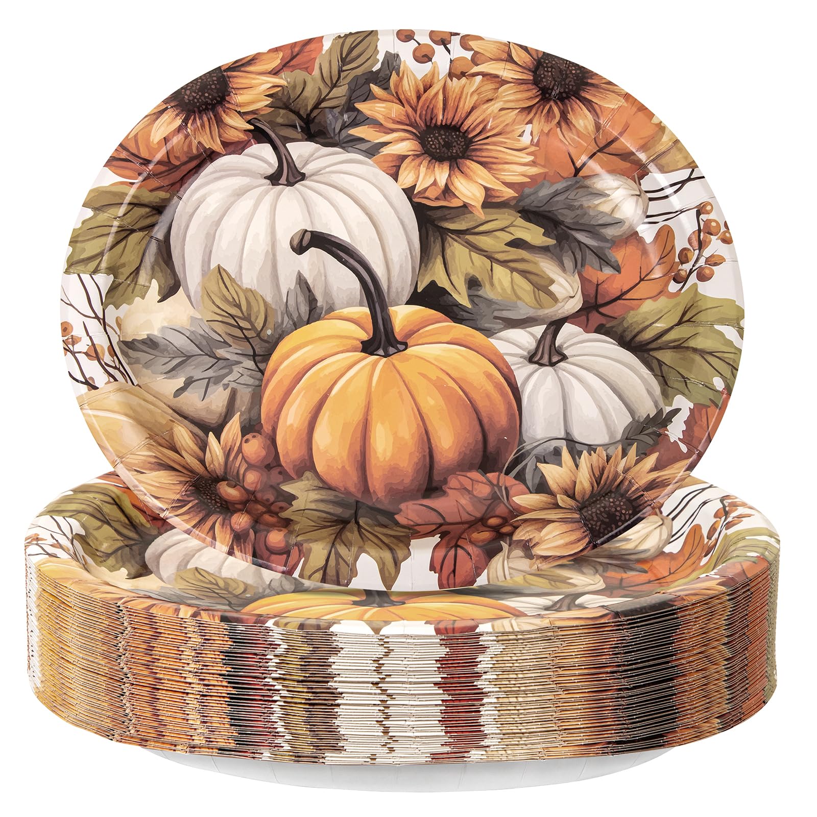Amazon.com: WDF 50Pack Thanksgiving Paper Plates - 10" x 12" Pumpkins ...