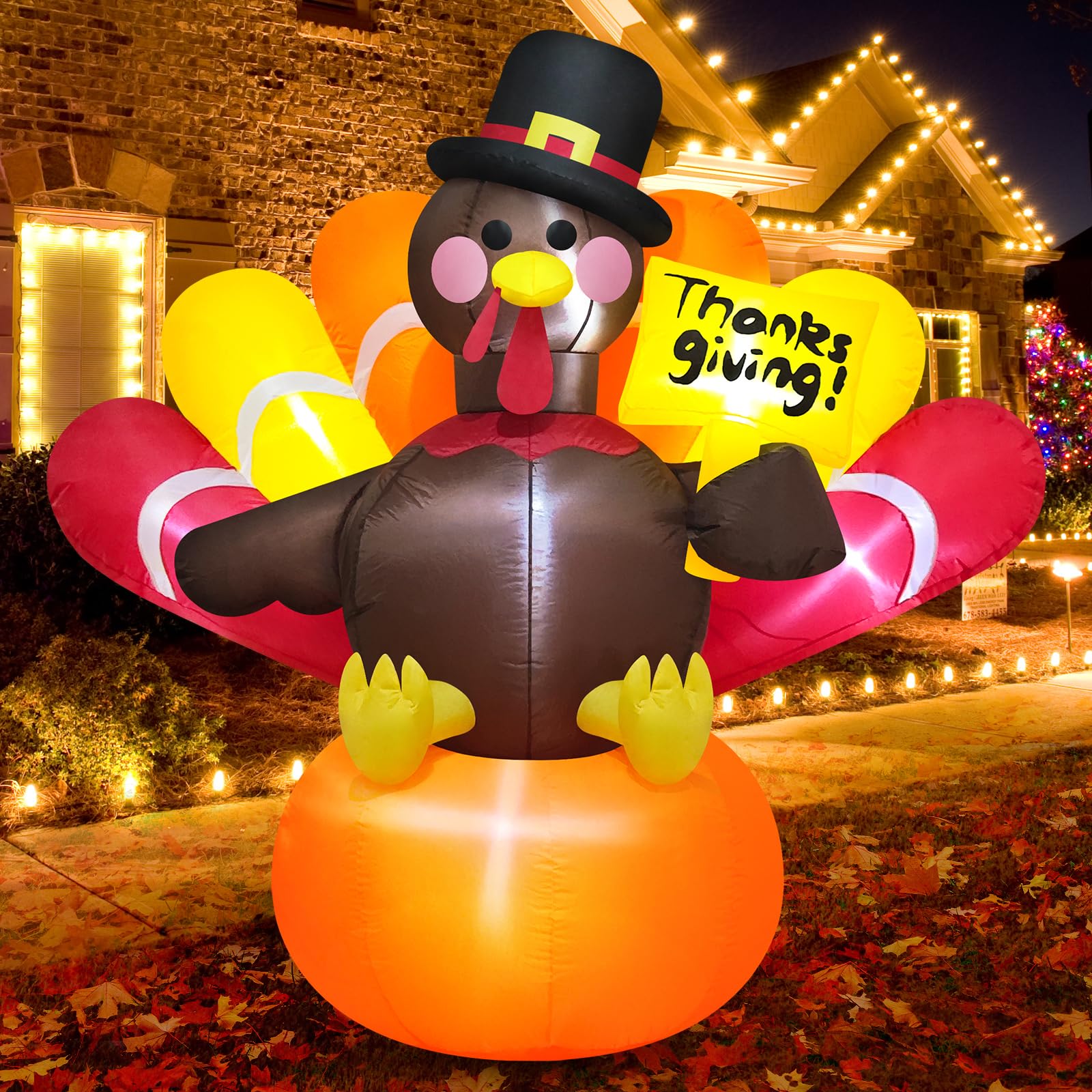 Snapklik.com : MICOCAH 5.5FT Thanksgiving Inflatable Turkey Decorations