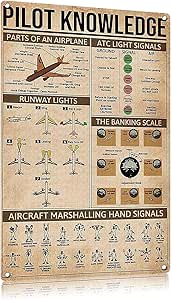 Amazon.com: FEBIOAW Knowledge Retro Style Metal Tin Sign,Pilot ...