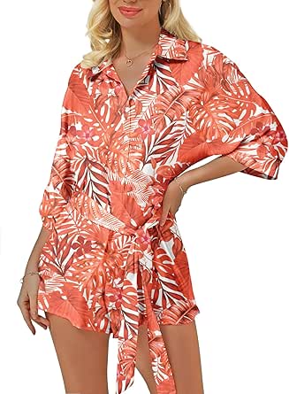 Amazon.com: RAISEVERN Summer Romper for Women Tropical Floral Print ...