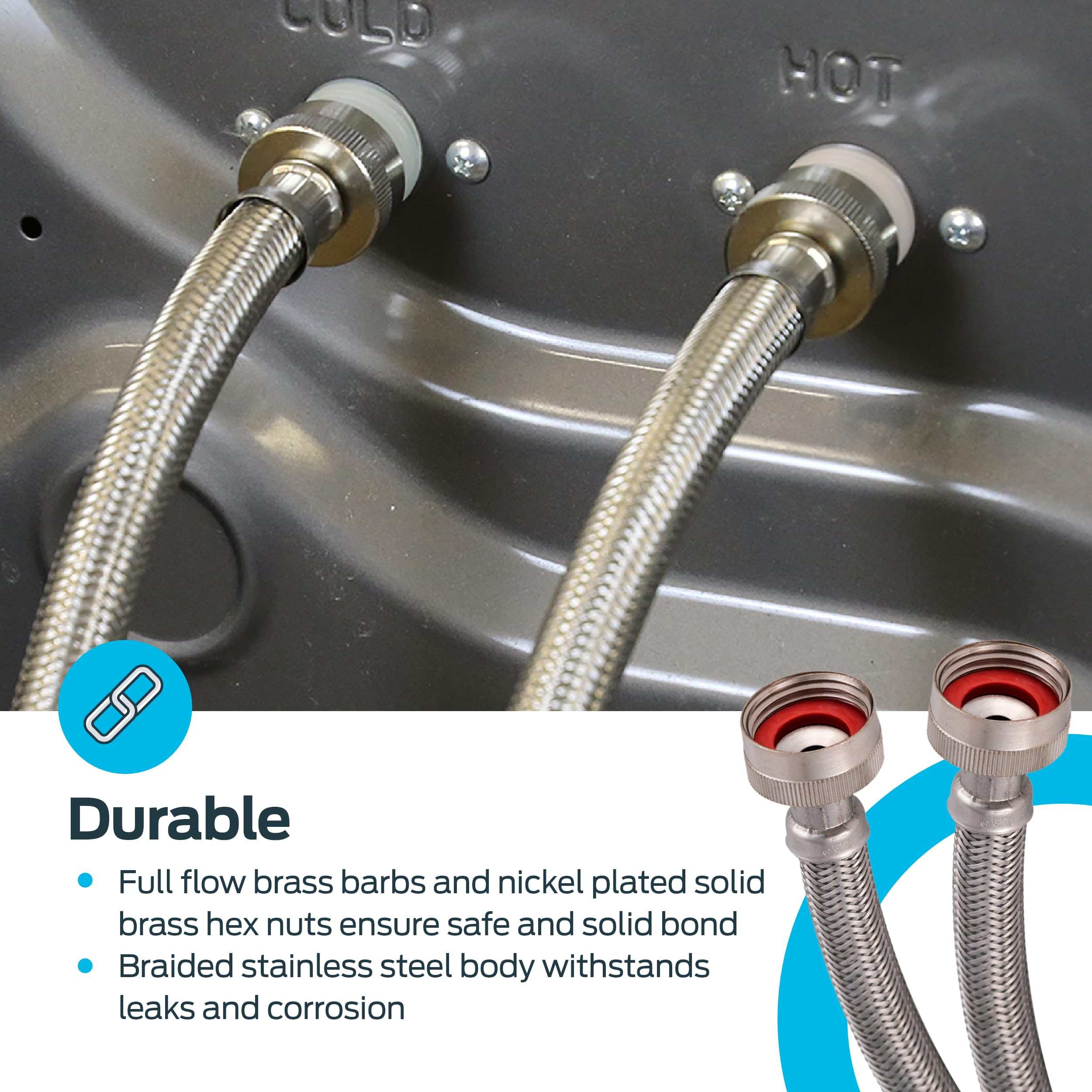 Snapklik.com : Washing Machine Connector, Pack Of 2, 3/4 Inch FHT ...