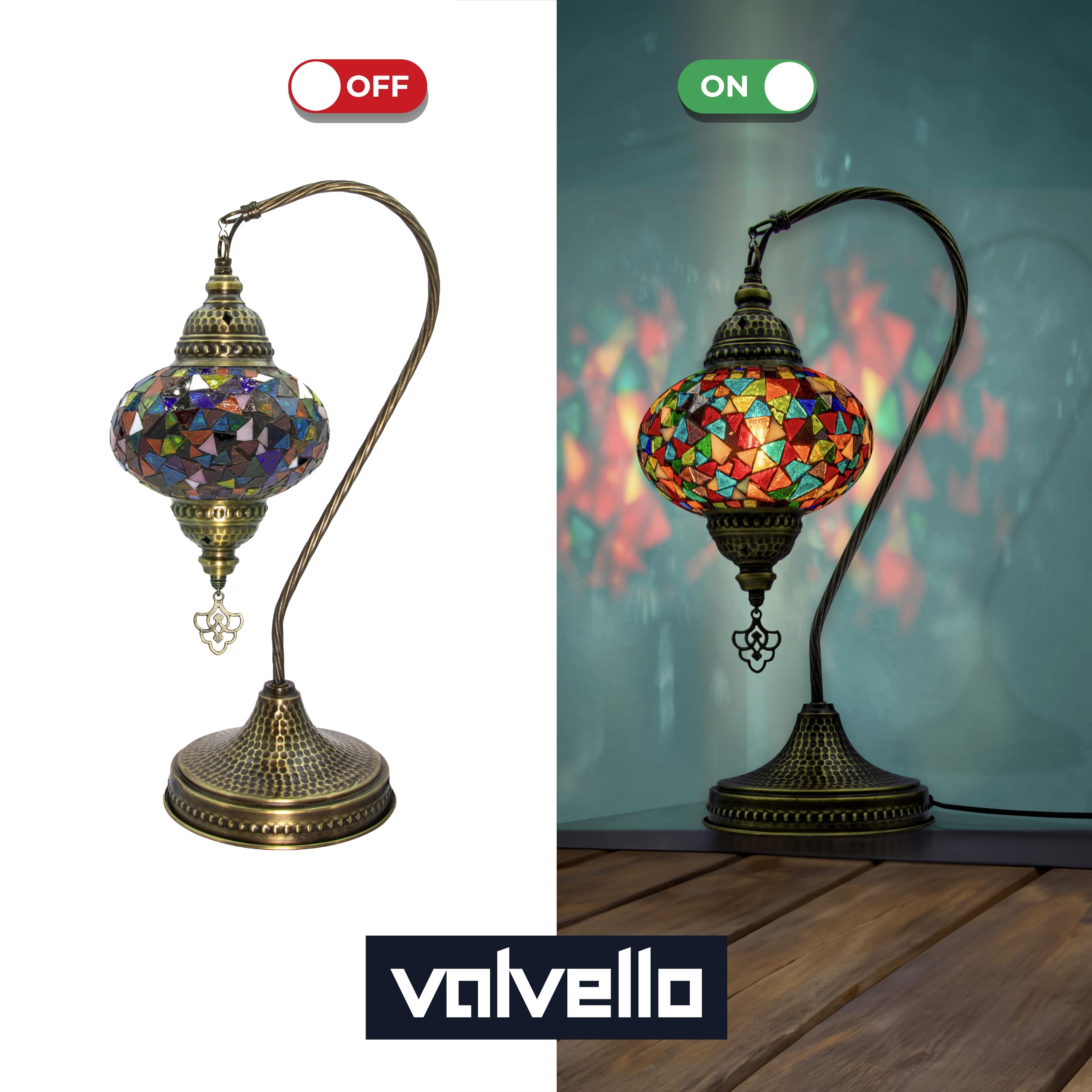 Turkish Moroccan Mosaic Swan Neck Lamp, Night Light, Tiffany Style ...