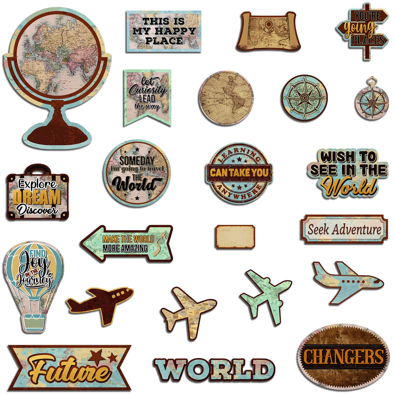 Amazon.com : 70 Pieces Travel Decor Cutouts Travel The Map Mini ...
