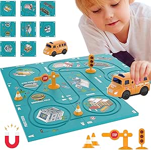 Amazon.com: Puzzle Racer Kids Car Track Set - (13 Piece) Magnet Toddler ...