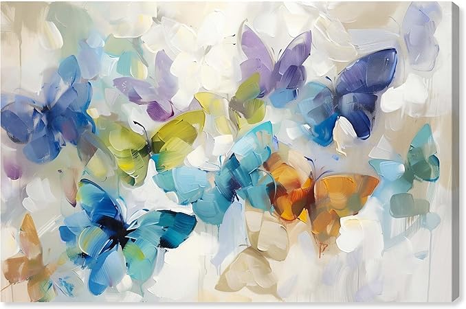 Amazon.com: Art Remedy Fluttering Butterflies Gallery Wrapped Butterfly ...