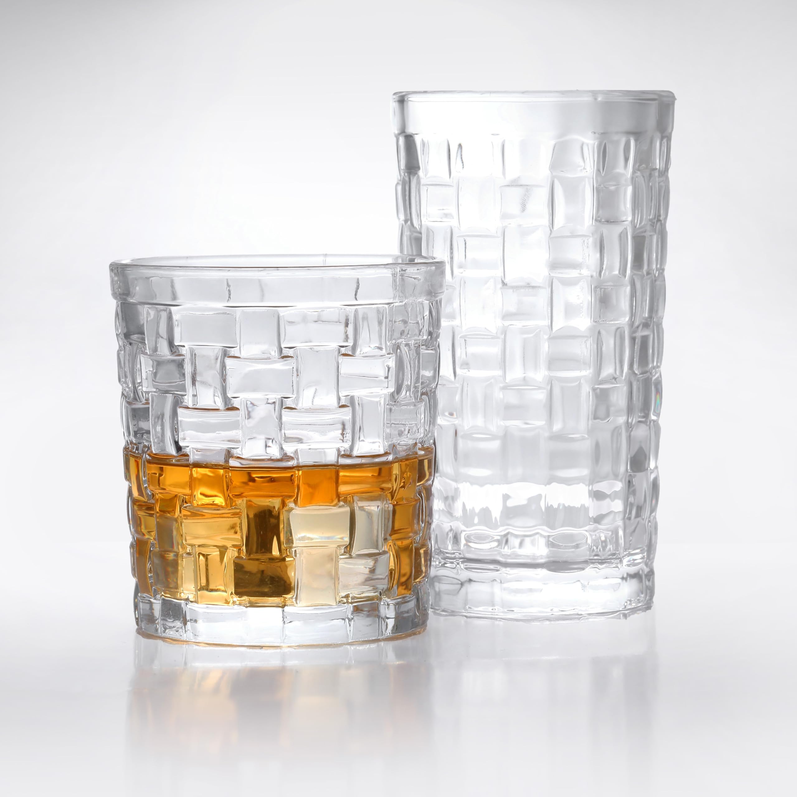 Amazon.com | Cryyam Artisan drinking glass set – Unique Woven Texture ...
