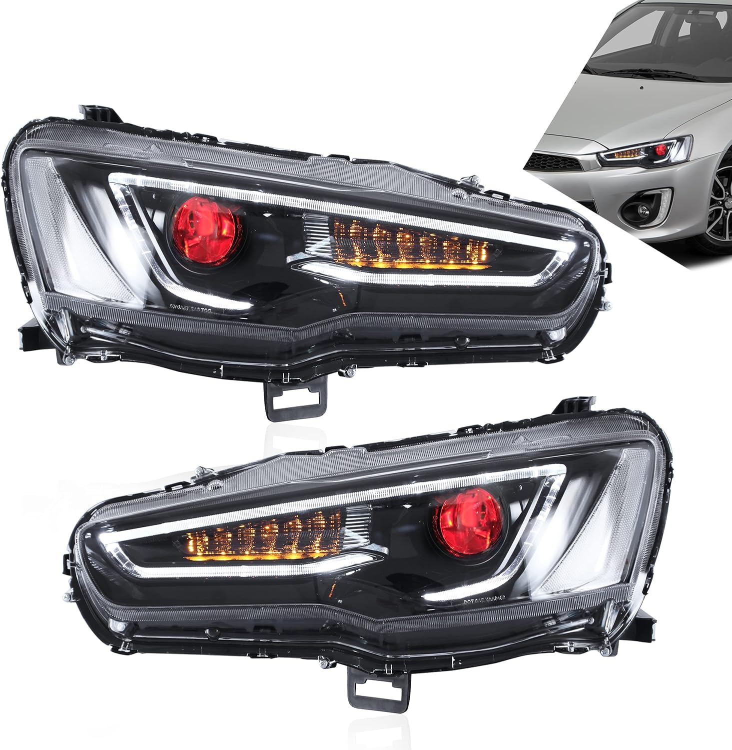 Amazon.com: VLAND LED Headlights Assembly Fit for Mitsubishi Lancer/EVO ...