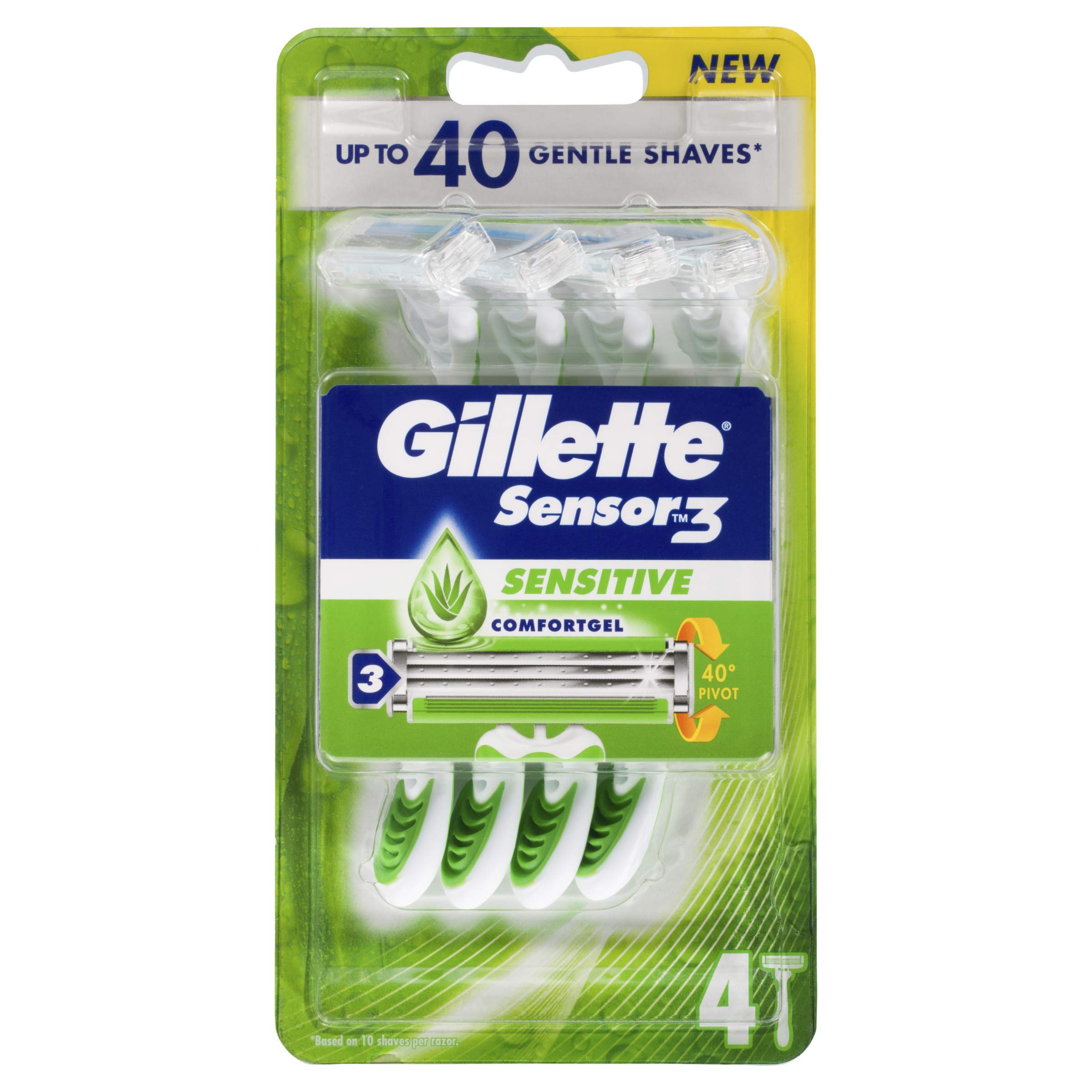 Gillette Sensor 3 Sensitive 4 Disposable Razors 4 Pack, : Amazon.com.au ...