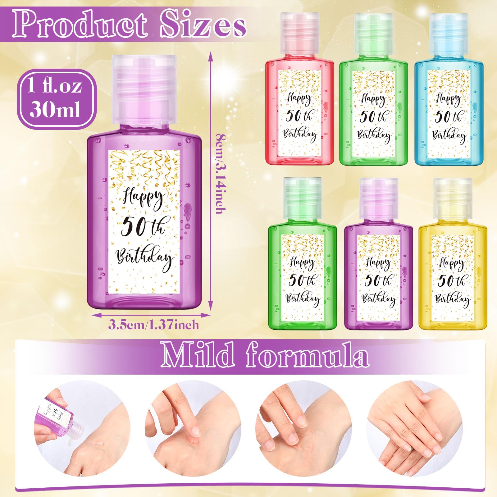 Snapklik.com : 48 Pack 50th Birthday Mini Hand Sanitize Bulk 50th ...