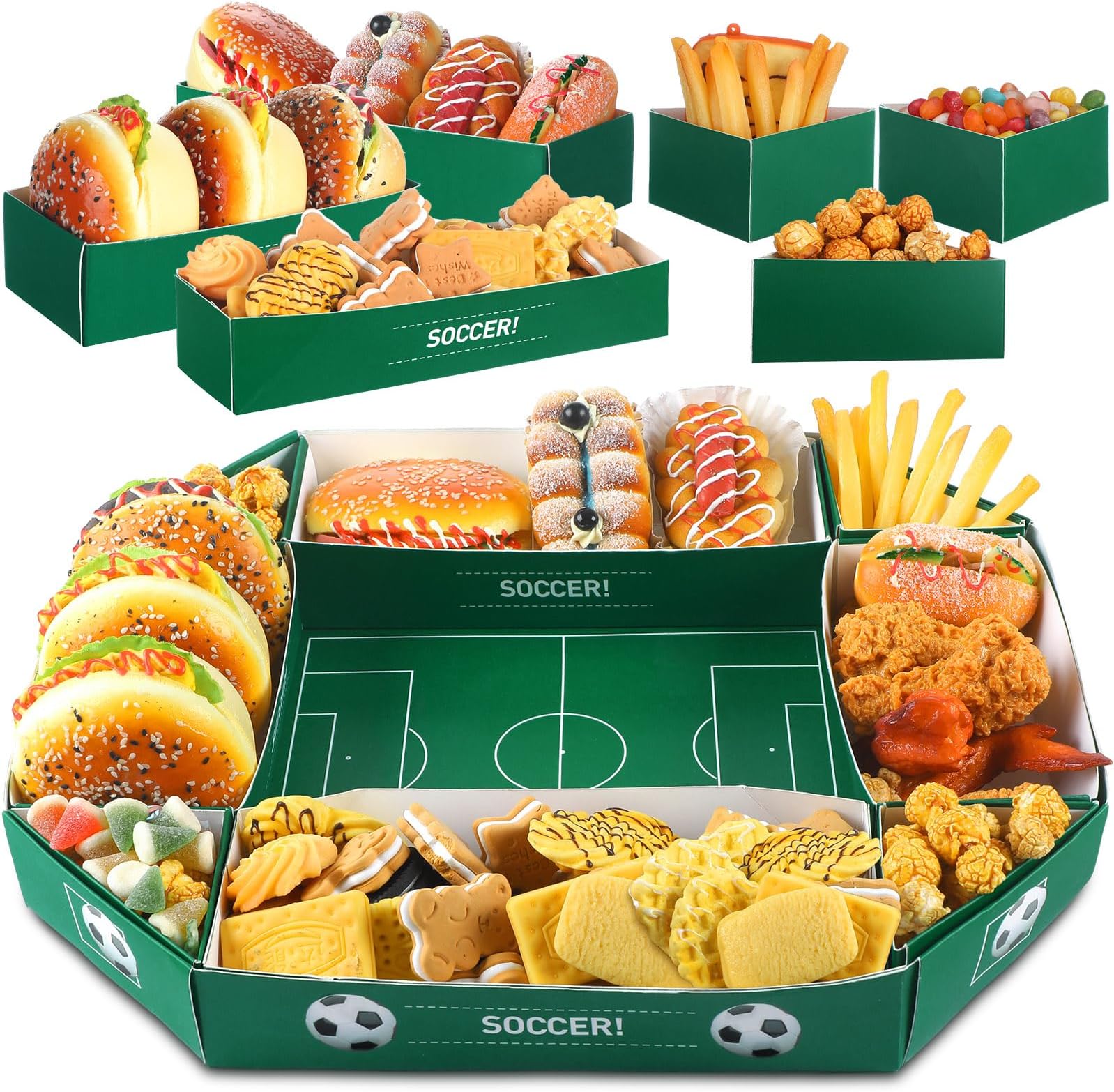 Amazon.com: SiliFine Soccer Stadium Shape Soccer Paper Food Tray Soccer ...