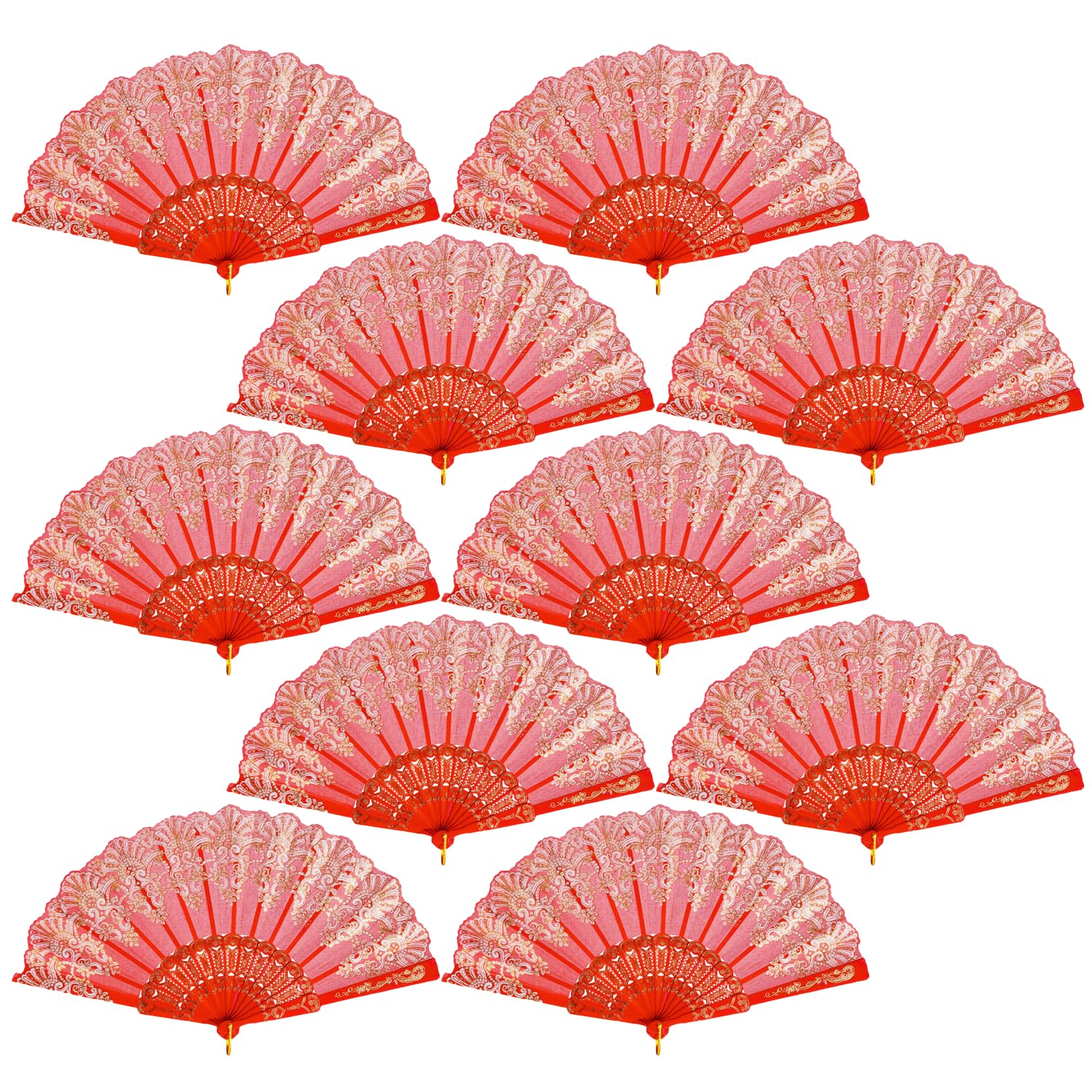 Amazon.com: QIRMIZI 30 Pack Folding Handheld Fans, Silk Spanish Fan ...
