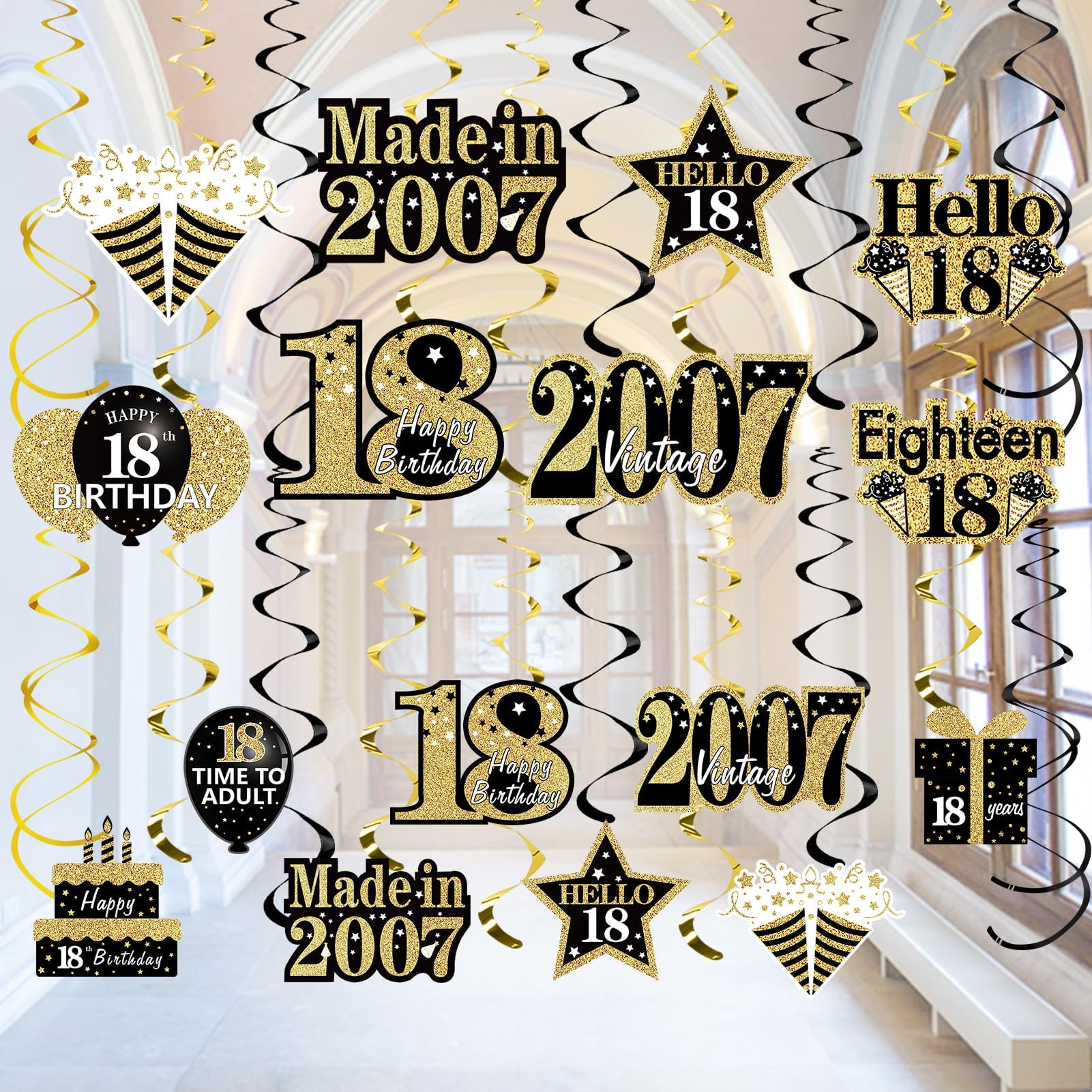 Amazon.com: Turypaty 18th Birthday Decorations Hanging Swirls for Boys ...