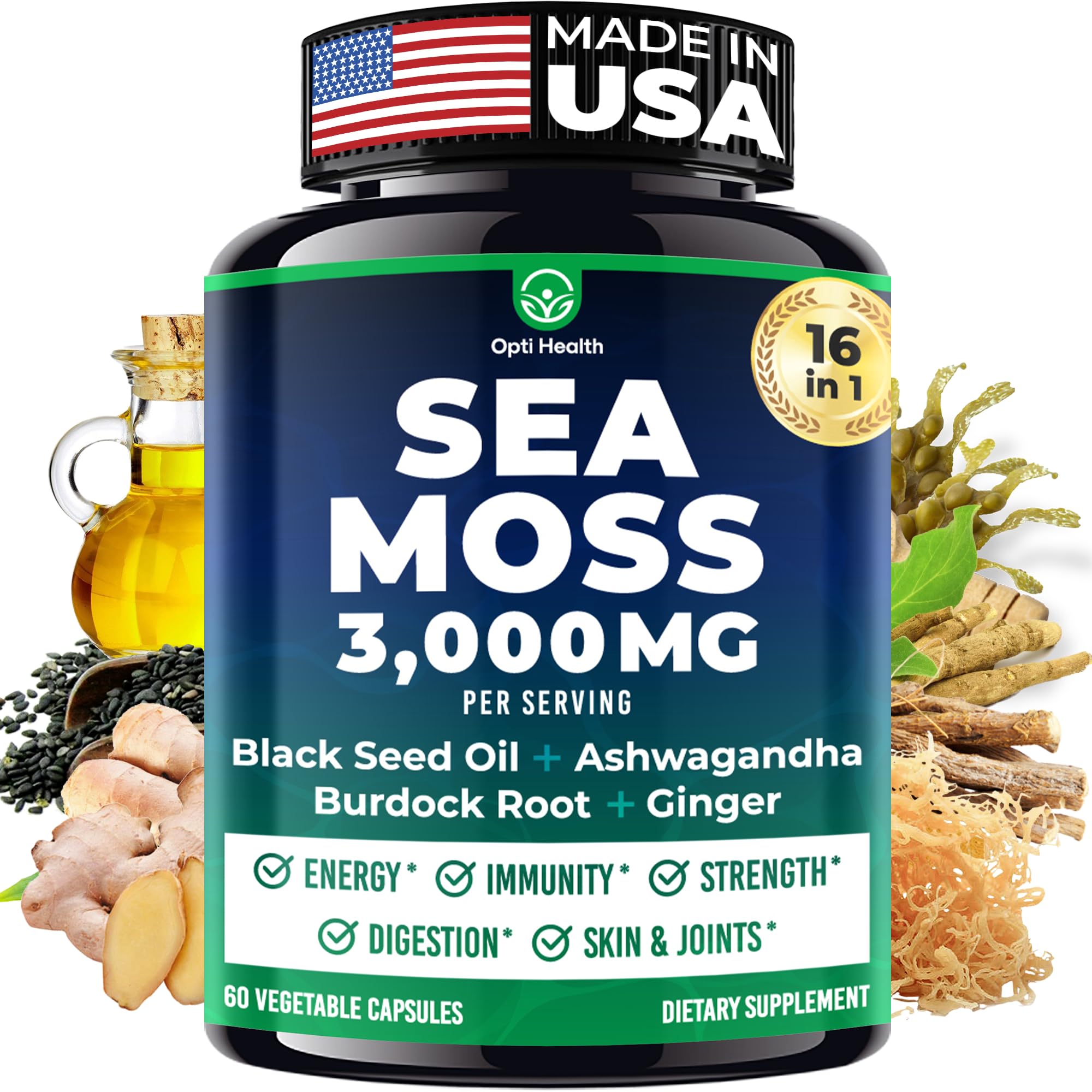 Amazon.com: Sea Moss Black Seed Oil Ashwagandha Ginger - Advanced Irish ...