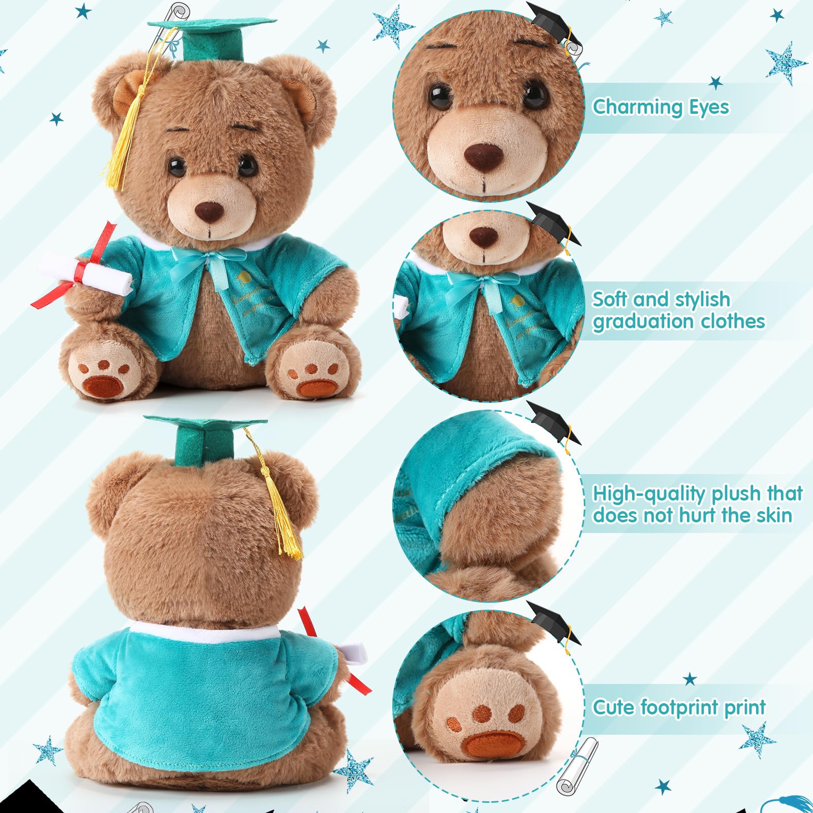 Snapklik.com : Deekin 10 Inch Graduation Bears Stuffed Animal Class Of ...
