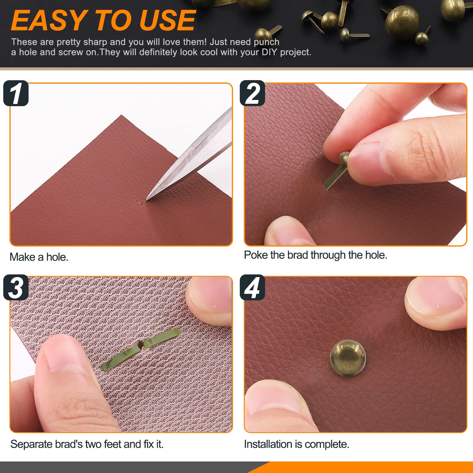 Snapklik.com : 500PCS 5 Sizes Bronze Paper Fasteners Round Brads ...