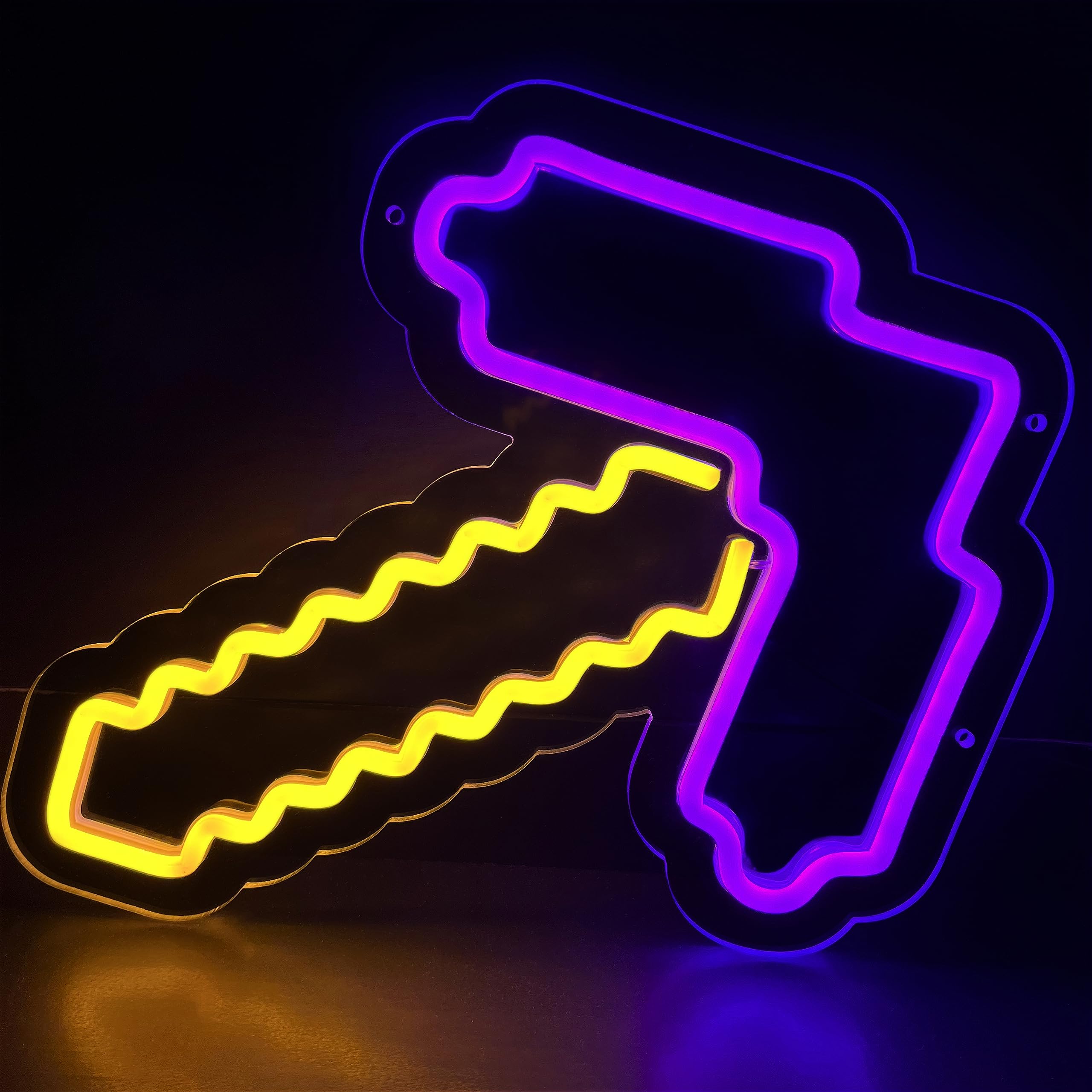 Amazon.com : Mine Craft Pickaxe Neon Sign Pickaxe Light Adjustable ...