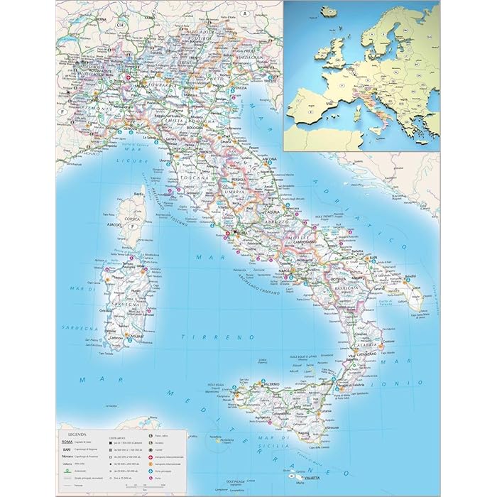 Buy Gifts Delight Laminated 24x31 Poster: Physical Map - Maps of Italy ...