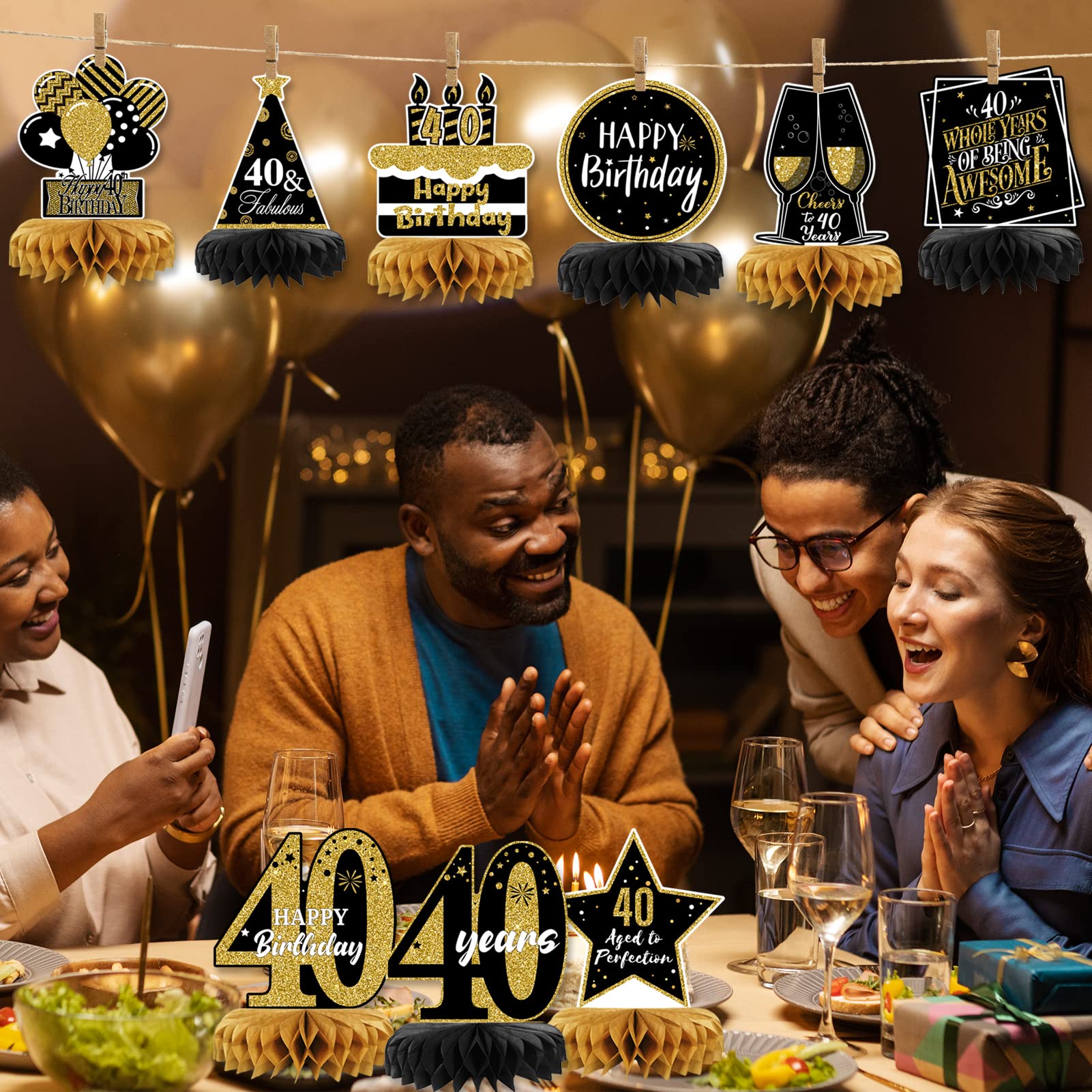 Snapklik.com : 9 Pieces 40th Birthday Table Decorations 40th Birthday ...