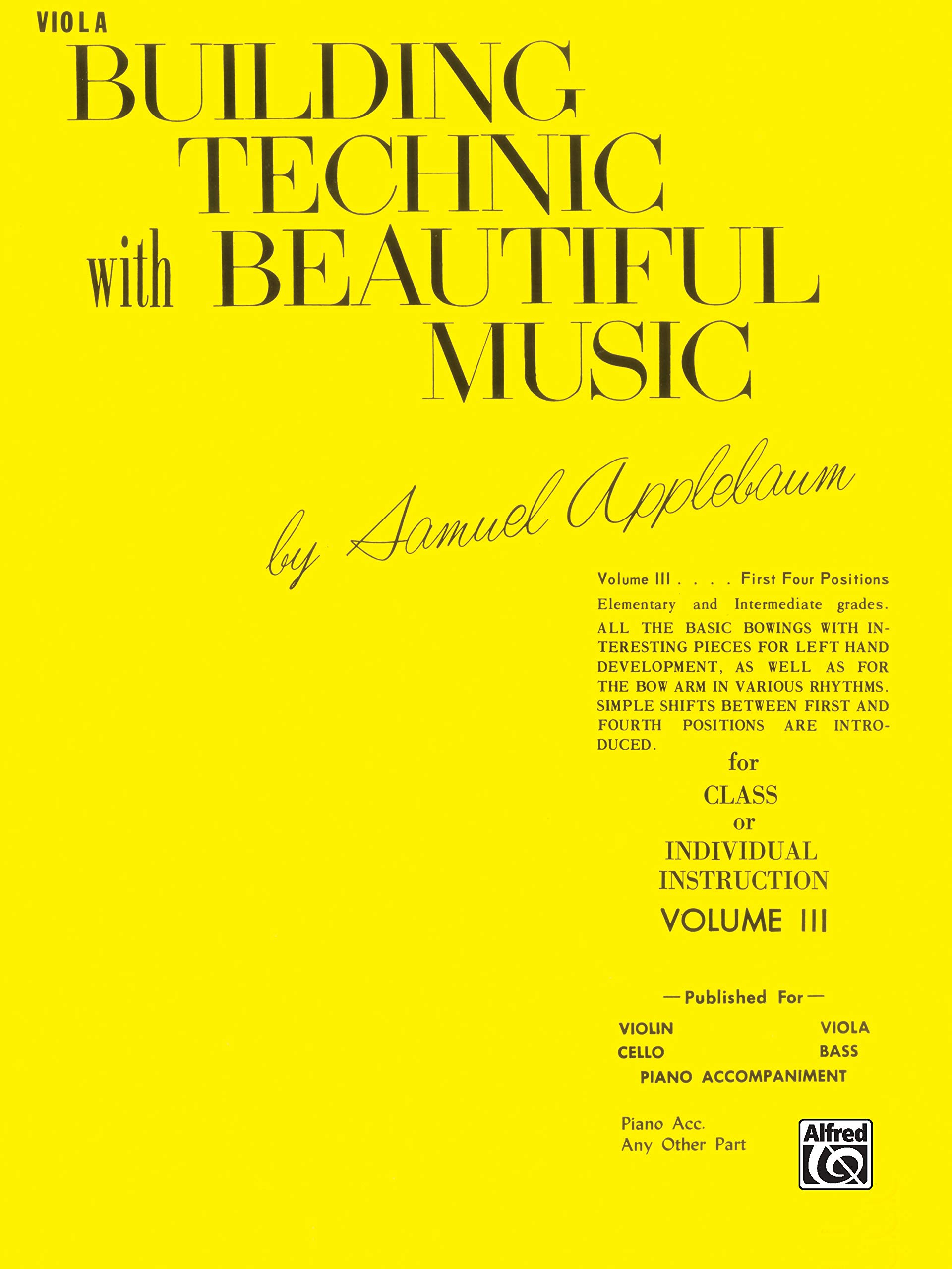 Amazon.com: Building Technic With Beautiful Music, Bk 3: Viola ...