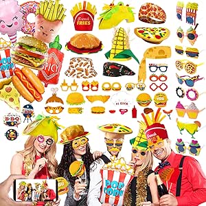 Amazon.com: POPCIEL Large Food Photo Booth Props Set - Funny Party Food ...