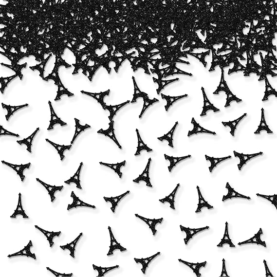 Amazon.com: 100pcs Eiffel Tower Confetti, Black Glitter Paris Party ...