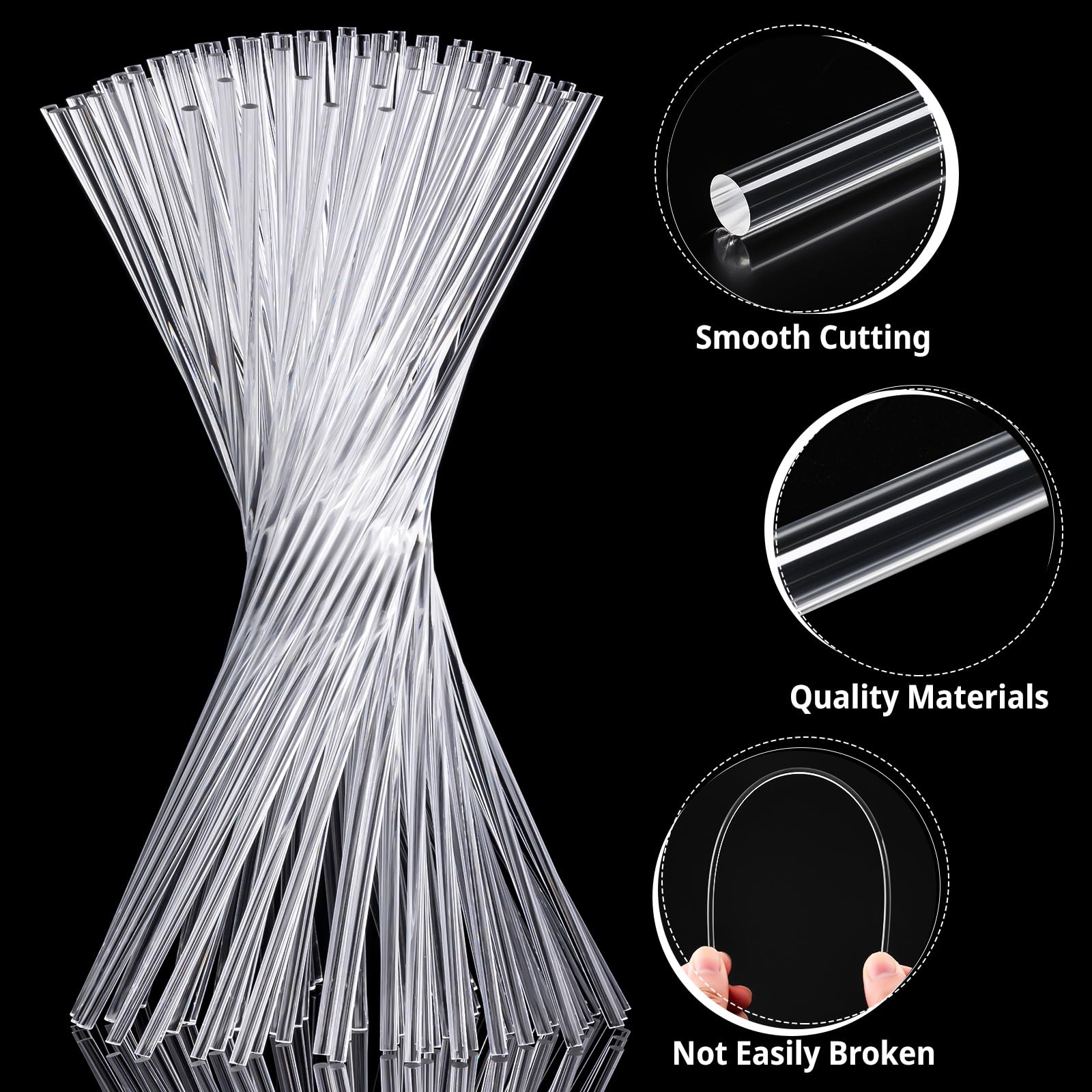 Dowel Rods 100 Pcs Clear Acrylic Rods - 8 Inch Plastic Dowels For ...