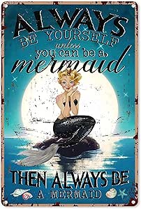 Amazon.com: Tin Sign Mermaid,Vintage Tin Sign Mermaid Decor Gifts Funny ...