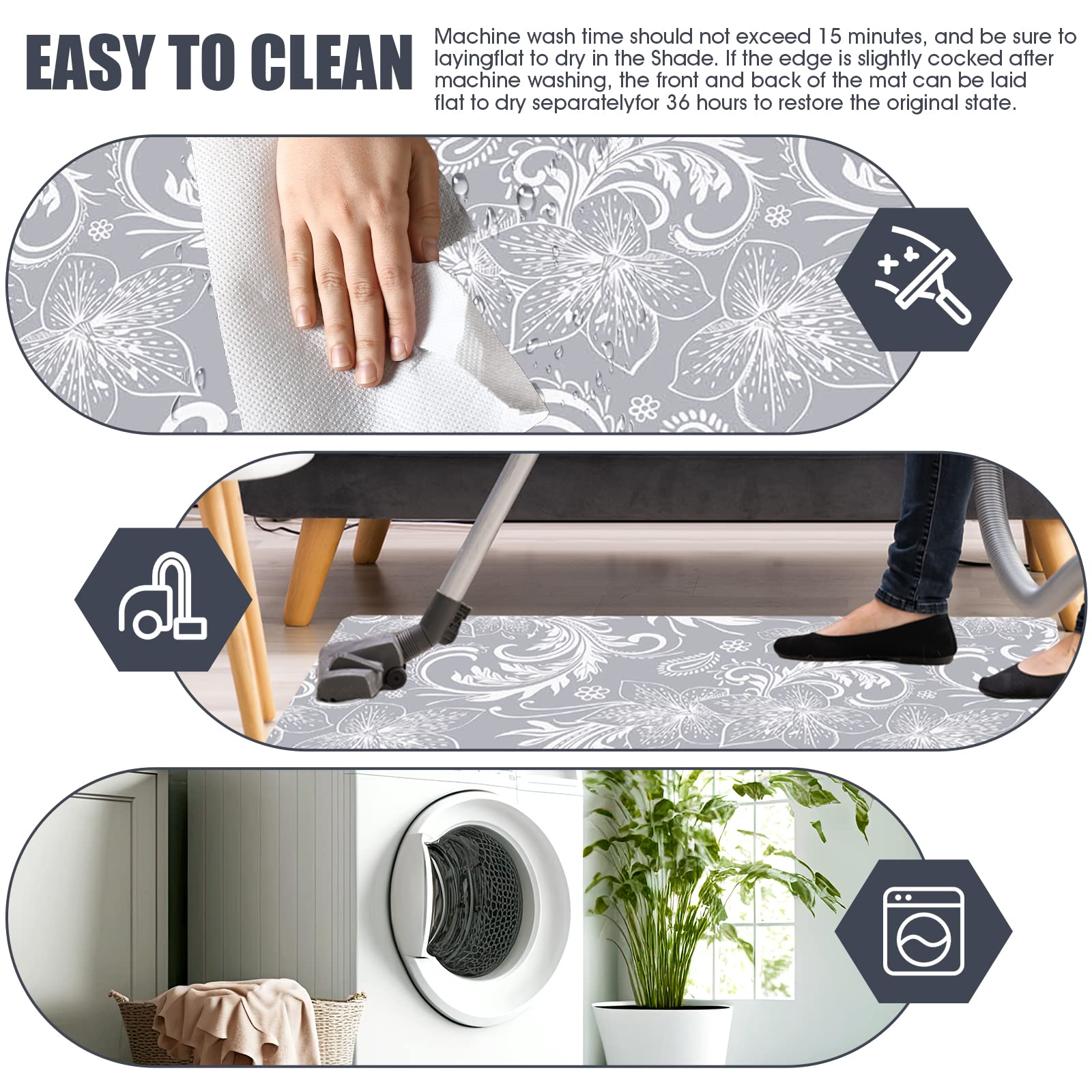 RUEIURI 0.1 Inch Ultra Thin Kitchen Sink Floor Mat, Waterproof Indoor ...