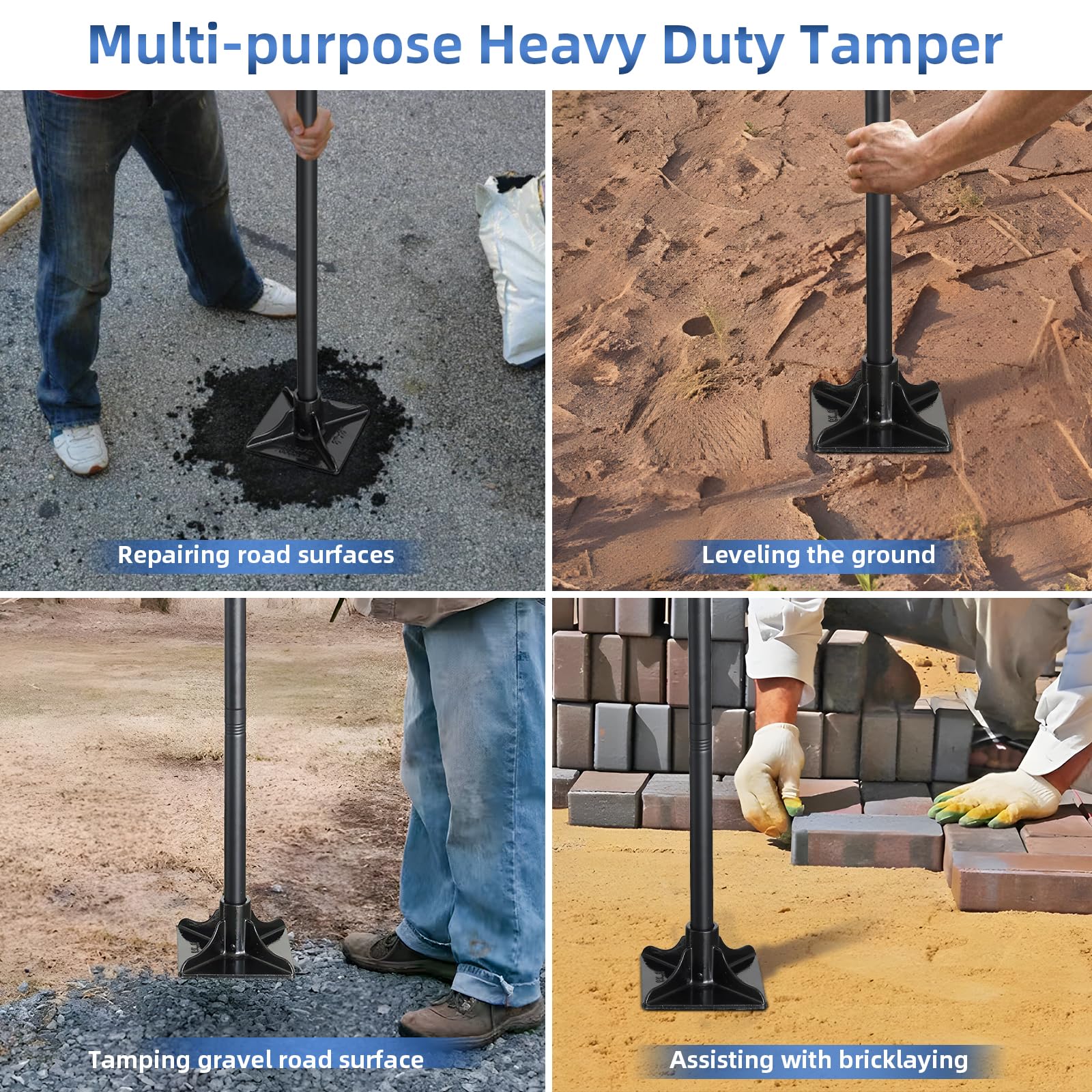 Snapklik.com : Heavy Duty Steel Tamper, 8x8 Inches Ground Tamper Hand