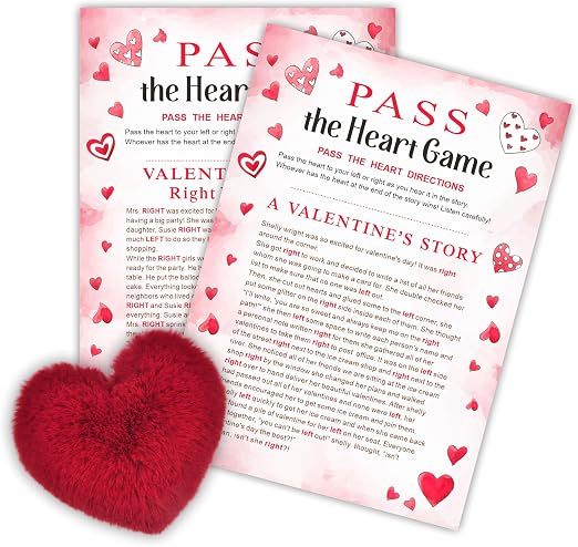 Amazon.com: NYCTUG Valentine's Day Pass The Heart Game, 2 Left Right ...
