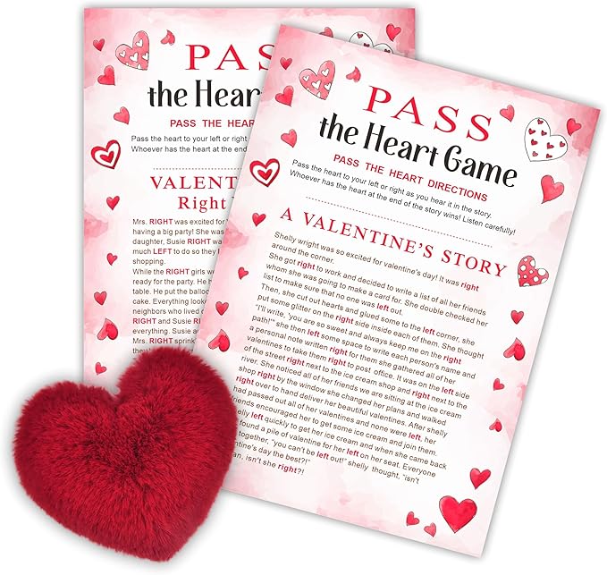 Amazon.com: NYCTUG Valentine's Day Pass The Heart Game, 2 Left Right ...