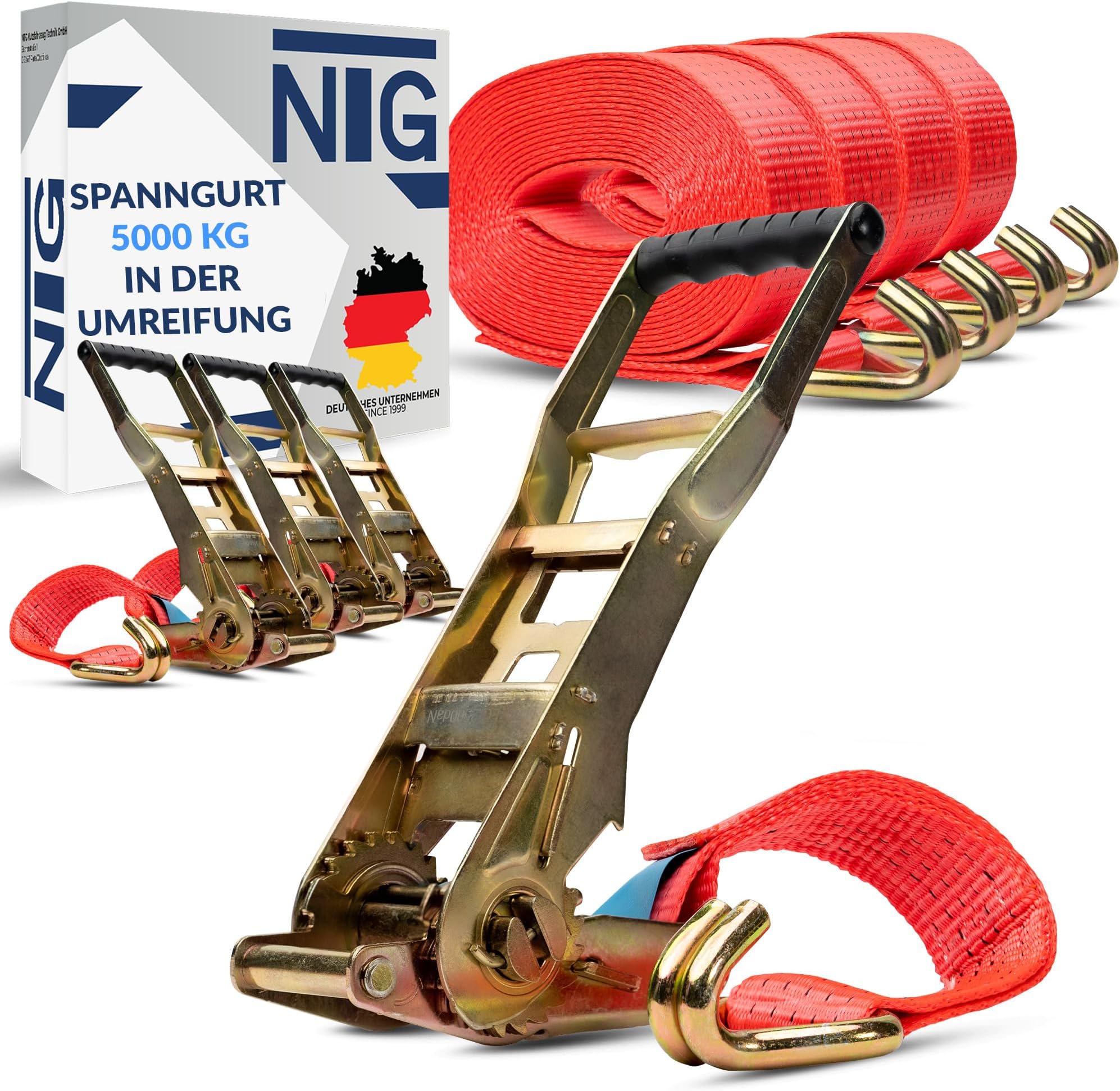 Amazon Basics Ratchet Lashing Straps, 6 m Long, 25 mm Wide, Load ...