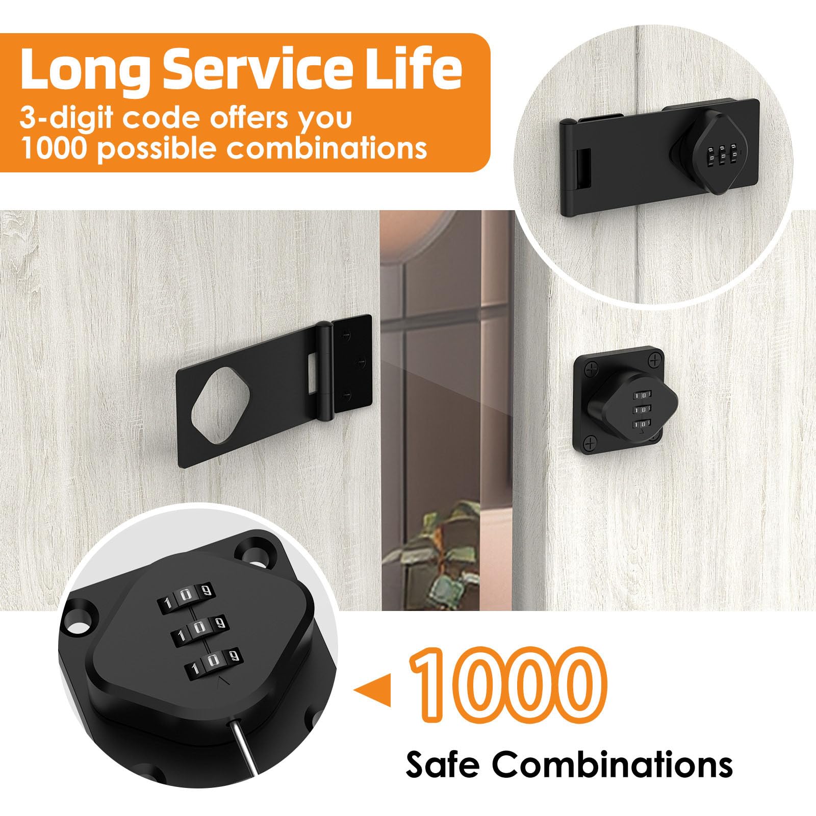 Snapklik.com : Keyless Closet Door Lock, 3-Digit Combination Lock ...