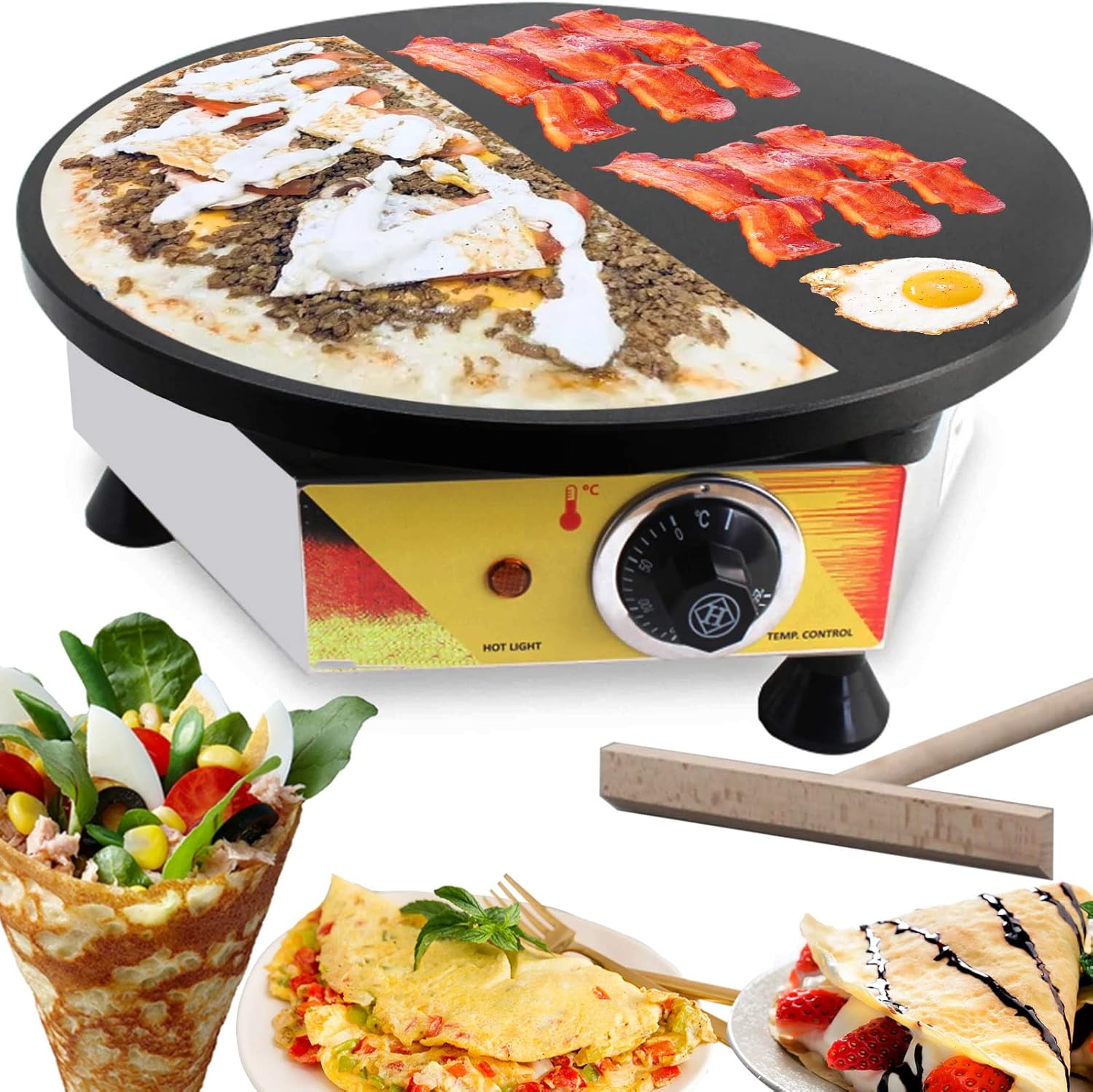 Amazon.com: Crepe Maker Electric Commercial 16inch Pancake Griddle ...