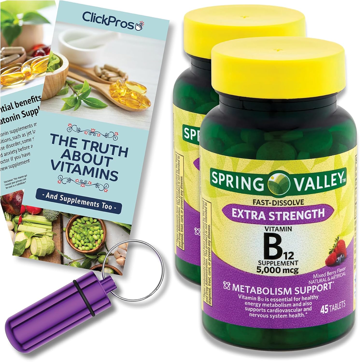 Amazon.com: ClickPros Spring Valley Vitamin B12 Fast Dissolve Tablets 2 ...