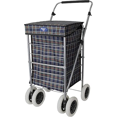 6 Wheels Shopping Trolley with Adjustable Handle (Blue&Green) : Amazon ...