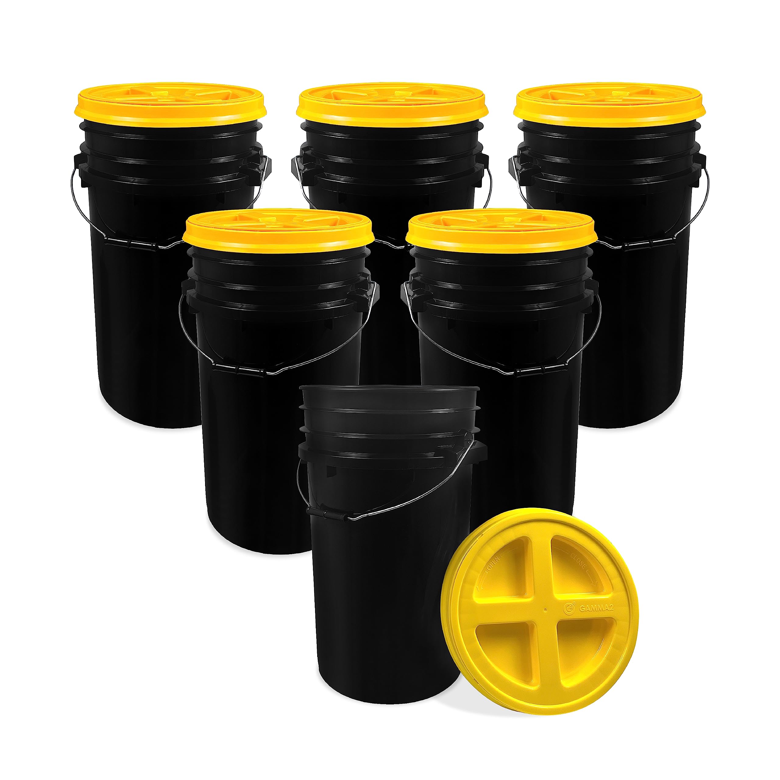 Amazon.com: ePackageSupply 7 Gallon Black Bucket with Yellow Gamma ...