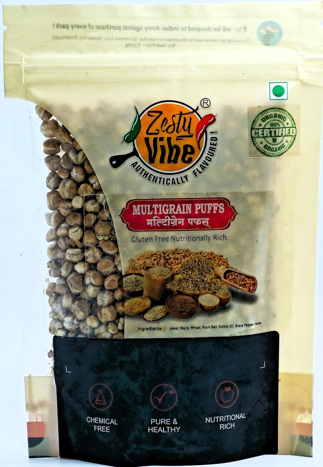 Zesty Vibe Multigrain Puffs 50gm High in Protein Food and Snacks | No ...